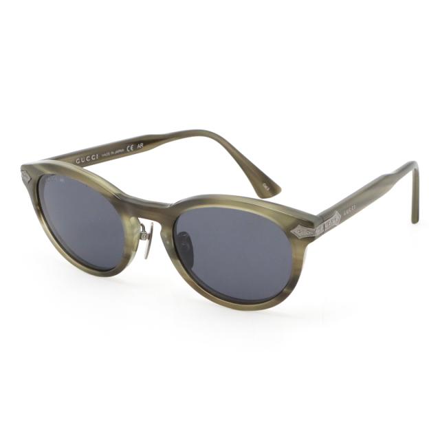 GUCCI グッチ サングラス アイウェア ボストンシェイプ スモークレンズ カーキ系マーブル シルバー金具 GG0071S