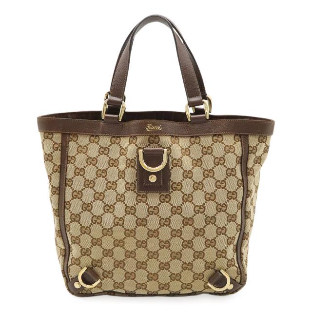 GUCCI グッチ GGキャンバス アビーライン トートバッグ ハンドバッグ レザー ブラック 黒 ゴールド金具 130739