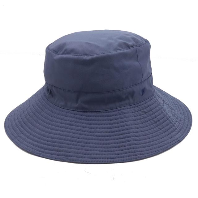 HERMES エルメス Hロゴ 刺繍 バケットハット 帽子 ポリエステル ナイロン ネイビー 紺 #57
