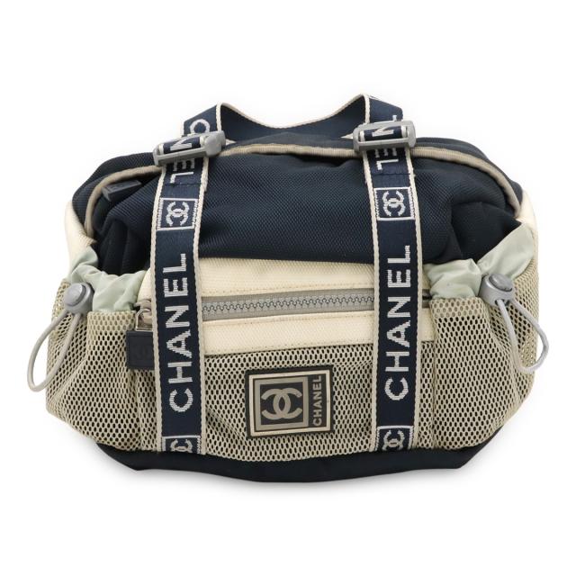 CHANEL シャネル スポーツライン ココマーク ウエストバッグ ボディバッグ 2WAY ハンドバッグ ナイロンキャンバス アイボリー ネイビー A27892