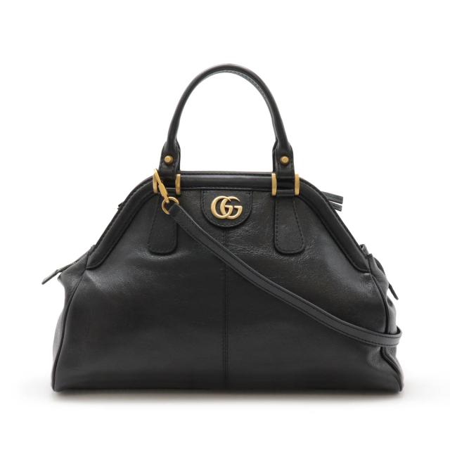 GUCCI グッチ リベル ミディアム トップハンドル ハンドバッグ 2WAY ショルダーバッグ レザー ブラック 黒 ゴールド金具 516459