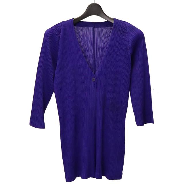 ISSEY MIYAKE イッセイ ミヤケ PLEATS PLEASE プリーツプリーズ カーディガン トップス 長袖 ポリエステル100% ブルー 青 #4