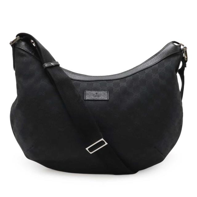 GUCCI グッチ GGキャンバス ショルダーバッグ 斜め掛け レザー ブラック 黒 シルバー金具 189752