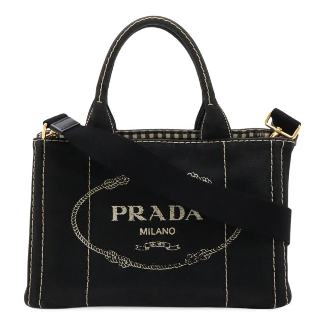 PRADA プラダ CANAPA カナパ トートバッグ 2WAY ショルダーバッグ 斜め掛け ギンガムチェック キャンバス NERO 黒 ブラック 1BG439