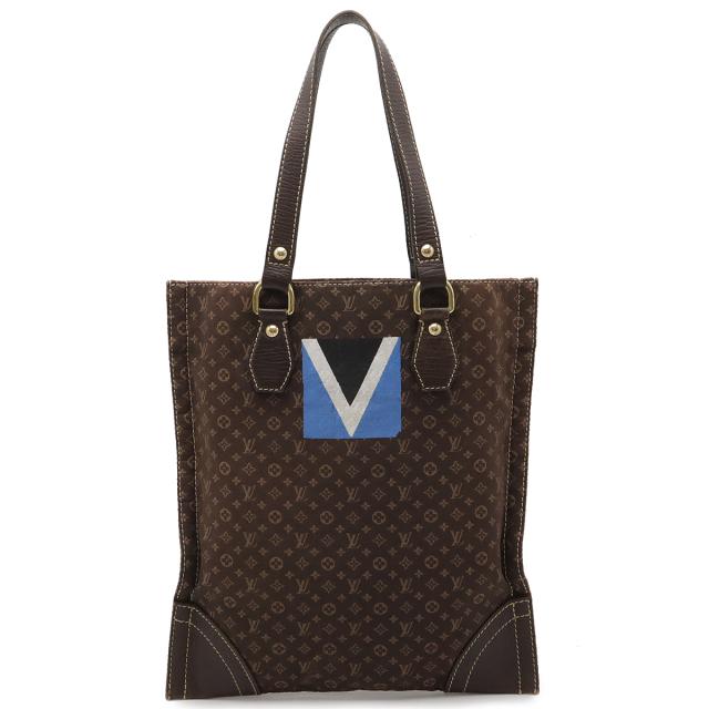 LOUIS VUITTON ルイ ヴィトン モノグラムミニ イニシャル タンジェ トートバッグ 縦型 キャンバス エベヌ ダークブラウン 茶 M40023