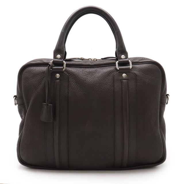 GUCCI グッチ ビジネスバッグ 書類カバン ブリーフケース レザー ダークブラウン 茶 シルバー金具 231850