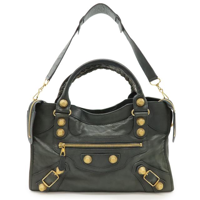 BALENCIAGA バレンシアガ ザ ジャイアント シティ ハンドバッグ 2WAY エディターズバッグ ショルダーバッグ レザー グレー系 ゴールド金具 173084