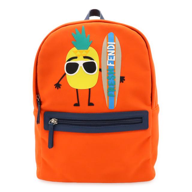 FENDI フェンディ FRESH FENDI フレッシュ フェンディ パイナップル バックパック リュックサック ネオプレン レザー オレンジ 8BZ040