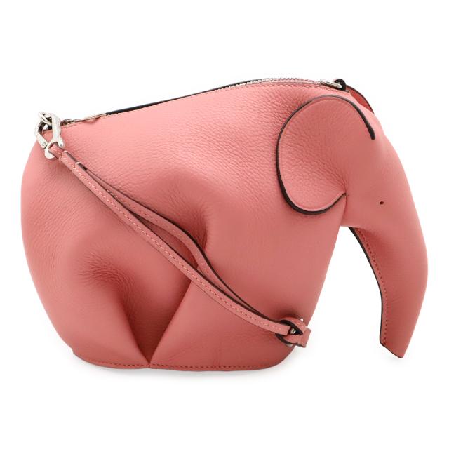LOEWE ロエベ エレファントバッグ ミニ アニマルシリーズ ゾウ 象 ショルダーバッグ 2WAY クラッチバッグ ポーチ レザー ピンク シルバー金具