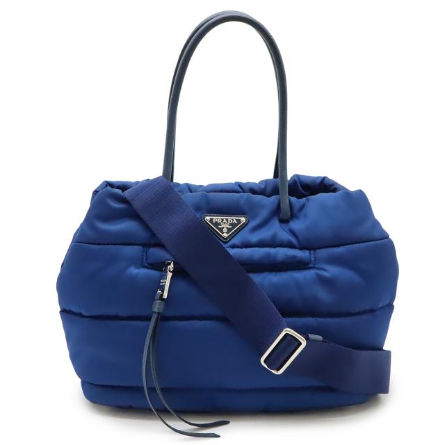PRADA プラダ テスート ボンバー ハンドバッグ トートバッグ 2WAY ショルダーバッグ ナイロン レザー BLUETTE ブルー 国内免税店購入品 BN2771