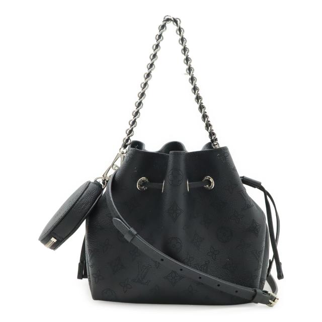 LOUIS VUITTON ルイ ヴィトン マヒナ ベラ ショルダーバッグ 2WAY チェーンハンドバッグ 巾着 ノワール 黒 ブラック シルバー金具 M57070