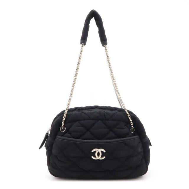 CHANEL シャネル バブルキルト チェーンショルダー ショルダーバッグ セミショルダー コットンジャージー ブラック 黒 シルバー金具 A46168