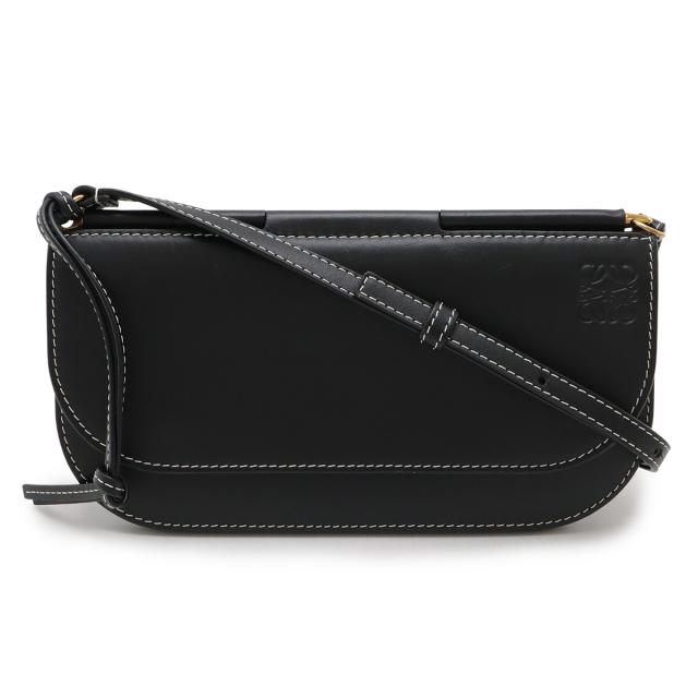 LOEWE ロエベ アナグラム ゲート ポシェット ショルダーバッグ ショルダーポーチ ウォレット レザー ブラック 黒 ゴールド金具 113.54.U52