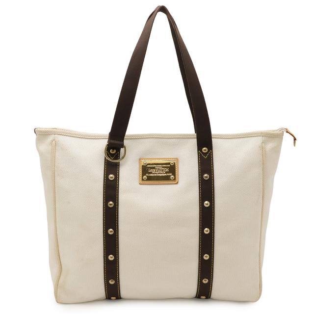 LOUIS VUITTON ルイ ヴィトン アンティグアライン カバGM トートバッグ ショルダーバッグ スタッズ キャンバス ベージュ ブラウン 茶 M40033
