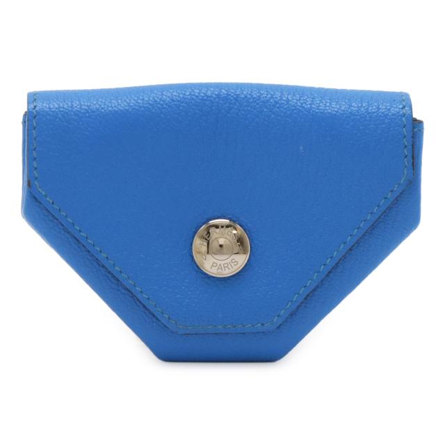 HERMES エルメス ル ヴァンキャトル ルヴァンキャトル ケース 小銭入れ パース シェーブル レザー ブルー 青 シルバー金具 D刻印