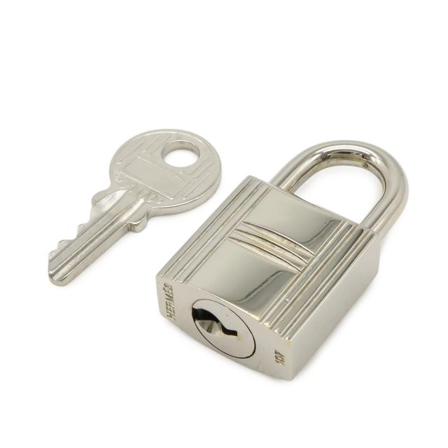 HERMES エルメス カデナ パドロック 南京錠 No.107 鍵 カギ キー付き メタル シルバー