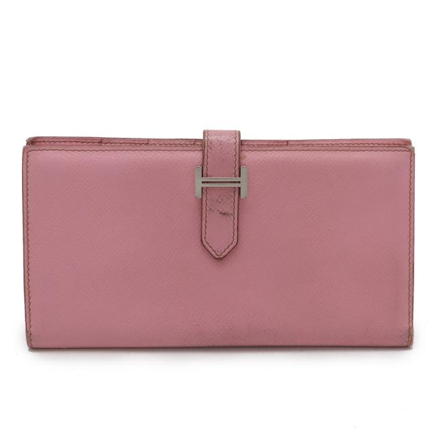 HERMES エルメス ベアン クラシック 2つ折長財布 二つ折り長財布 レザー ピンク シルバー金具