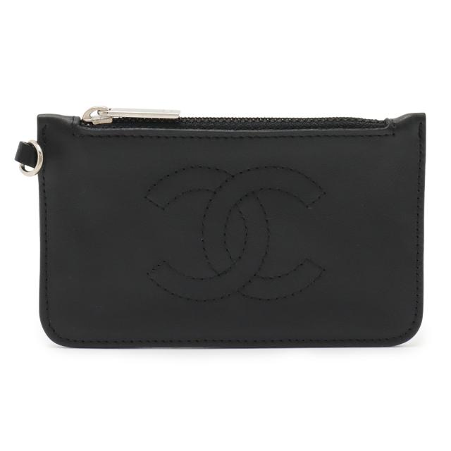 CHANEL シャネル ココマーク ケース 小銭入れ パース レザー ブラック 黒 シルバー金具 A25183