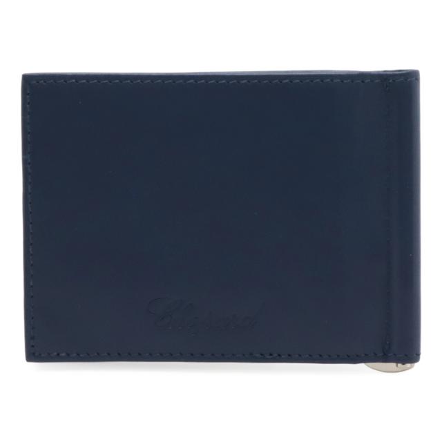 Chopard ショパール 2つ折財布 二つ折り札入れ マネークリップ式 ビルクリップ カードケース 名刺入れ レザー ネイビー 紺 シルバー金具