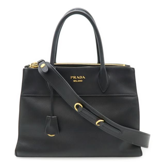 PRADA プラダ パラディグム ハンドバッグ 2WAY ショルダーバッグ サフィアーノ レザー NERO 黒 ブラック ゴールド金具 1BA102 国内ブティック購入品