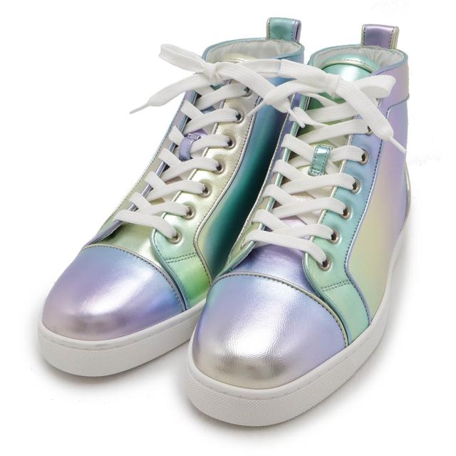 Christian Louboutin クリスチャン ルブタン ハイカット スニーカー シューズ 靴 メタリック ブルー系グラデーション #41 日本サイズ26cm