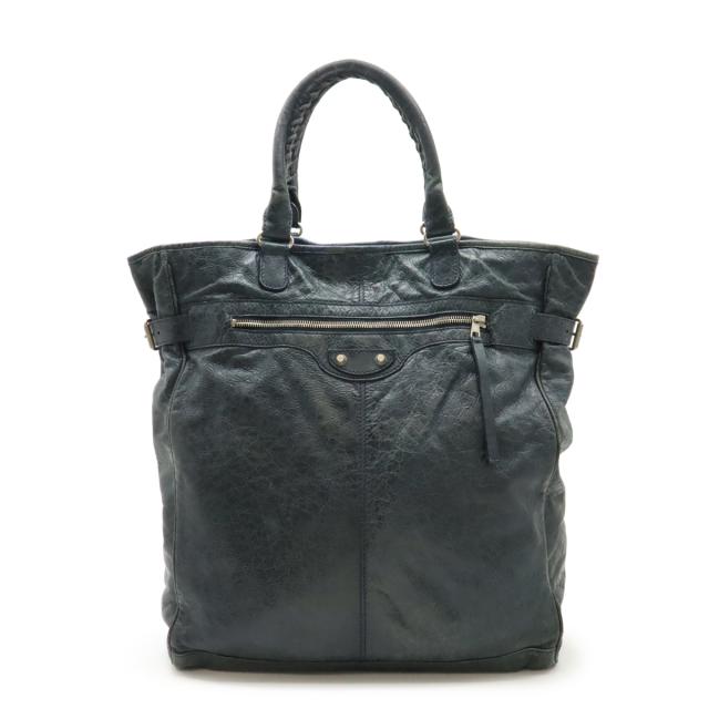 BALENCIAGA バレンシアガ クラシック ヘキサゴン トートバッグ ラージトート 縦長 レザー ダークブルーグレー系 272813