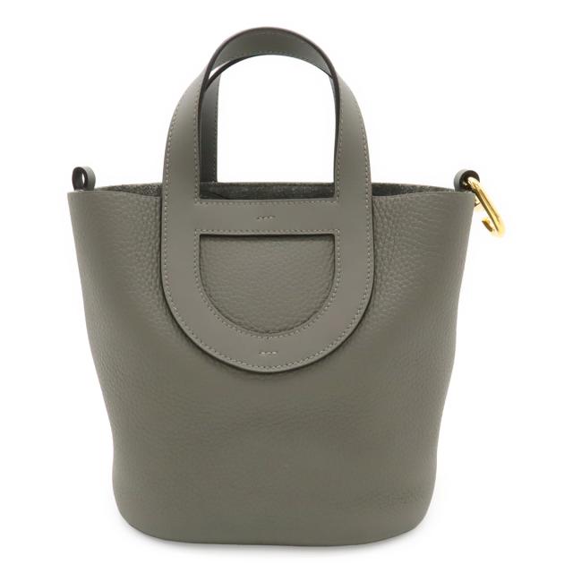 HERMES エルメス イン ザ ループ 18 ハンドバッグ トリヨンクレマンス レザー グリメイヤー グレー ゴールド金具 U刻印