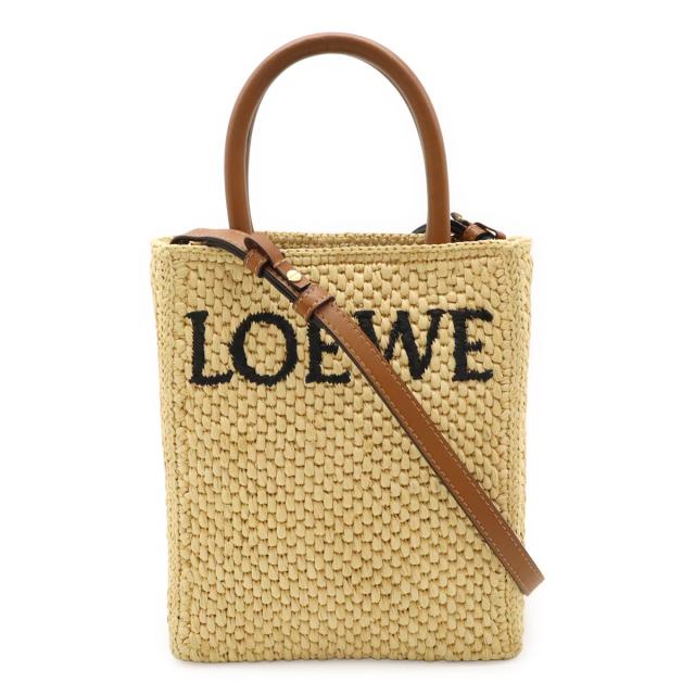 LOEWE ロエベ スタンダード A5 トート ショルダーバッグ かごバッグ カゴバッグ ラフィア レザー ナチュラル タン ブラウン 茶 A563S30X05