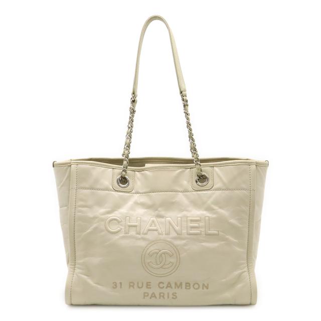 CHANEL シャネル ドーヴィルライン ミディアムトートMM トートバッグ ショルダーバッグ チェーンショルダー レザー ホワイト 白 A93257