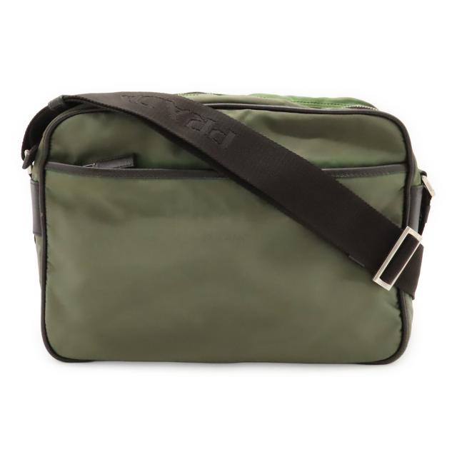 PRADA プラダ ロゴジャガード ショルダーバッグ 斜め掛け ナイロン レザー FUMO ダークグレー シルバー金具 VA0772 海外ブティック購入品