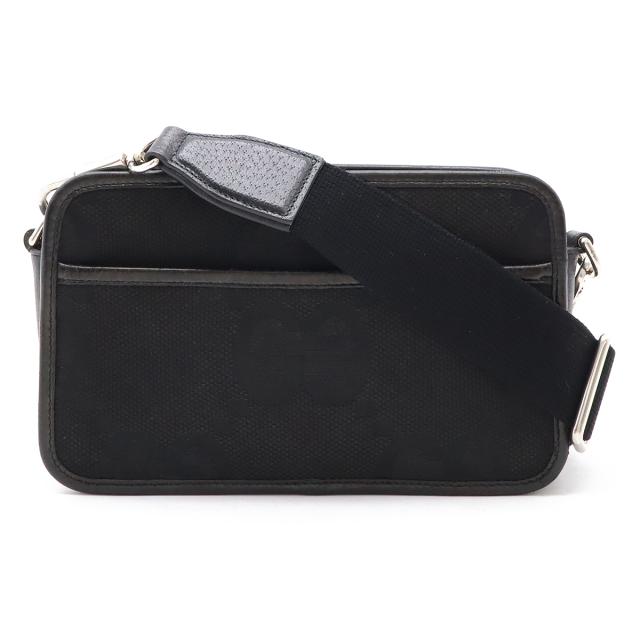 GUCCI グッチ ジャンボGG ミニバッグ ショルダーバッグ ポシェット 2WAY クラッチバッグ キャンバス レザー ブラック 黒 シルバー金具 696075