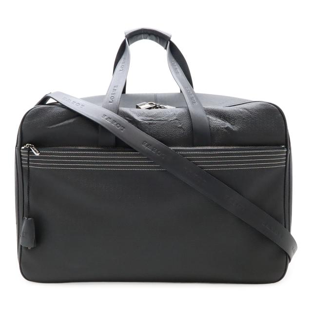 LOEWE ロエベ リピートアナグラム ボストンバッグ トラベルバッグ 旅行カバン 2WAY ショルダーバッグ エンボス加工 PVC レザー ブラック 黒