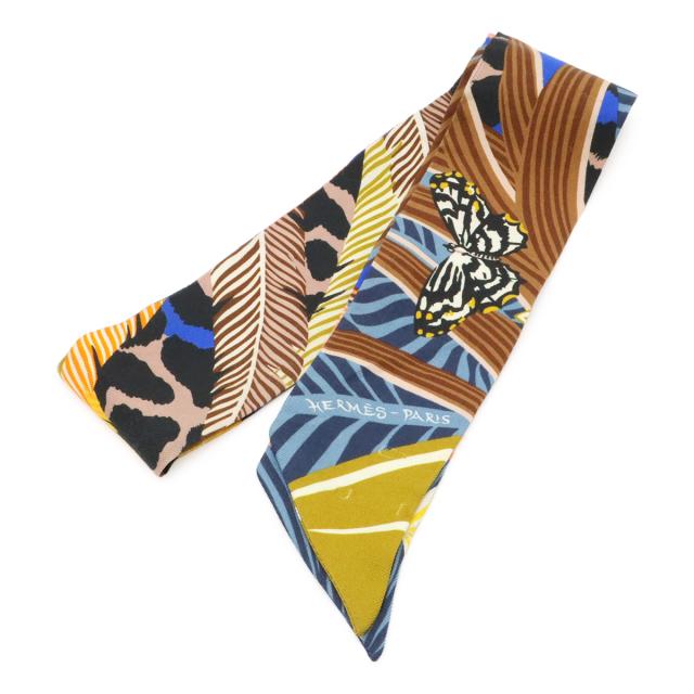 HERMES エルメス TWELL ツイリー ツイル トゥイリー スカーフ バッグアクセサリー JAGUAR QUETZAL ジャガー ケツァール シルク100% マルチカラー