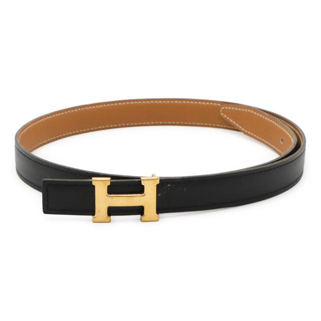 HERMES エルメス ミニH Hベルト Hバックル リバーシブル レザー ブラック 黒 ブラウン 茶 #65 ゴールド金具 □B刻印