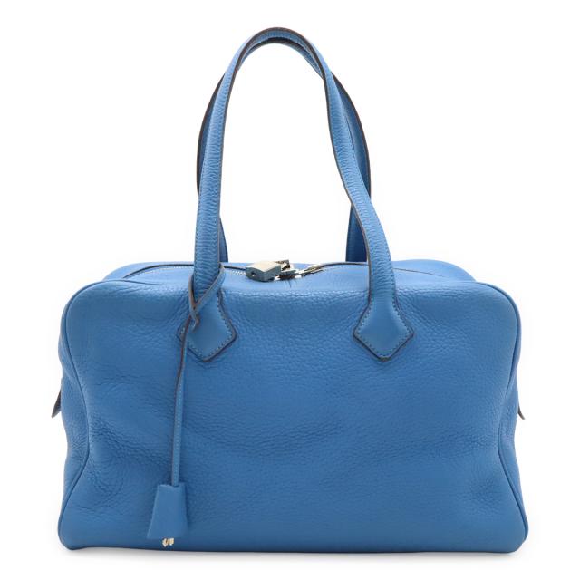 HERMES エルメス ヴィクトリア2 35 ミニボストンバッグ ハンドバッグ ショルダーバッグ トリヨンクレマンス レザー ブルーパラダイス 青 □O刻印