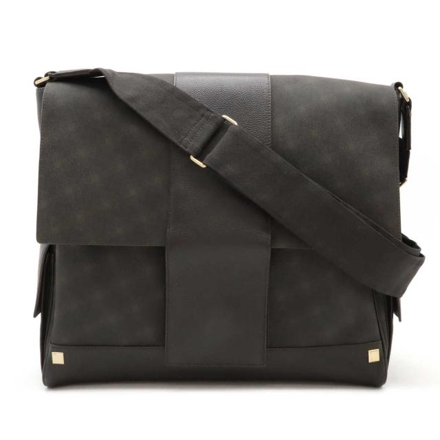 dunhill ダンヒル D-EIGHT D8 ディーエイト ショルダーバッグ メッセンジャーバッグ 斜め掛け PVC レザー ダークブラウン ゴールド金具