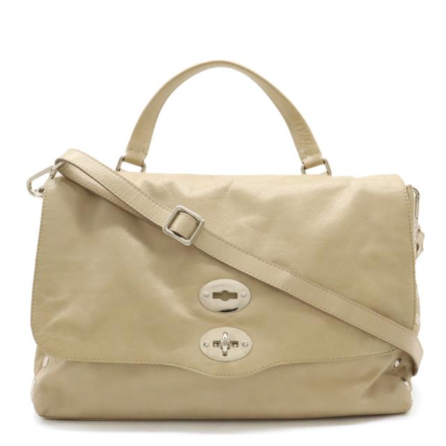 ZANELLATO ザネラート ポスティーナ ハンドバッグ 2WAY シャルダーバッグ 斜め掛け スタッズ レザー NERO ベージュ シルバー金具