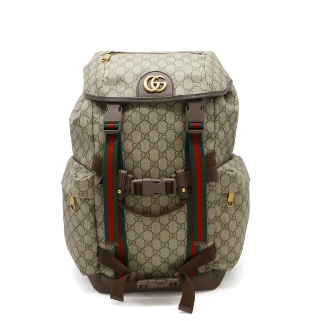 GUCCI グッチ GGスプリーム ウェブライン スケートボード バックパック リュックサック デイパック PVC レザー ベージュ ブラウン 690999