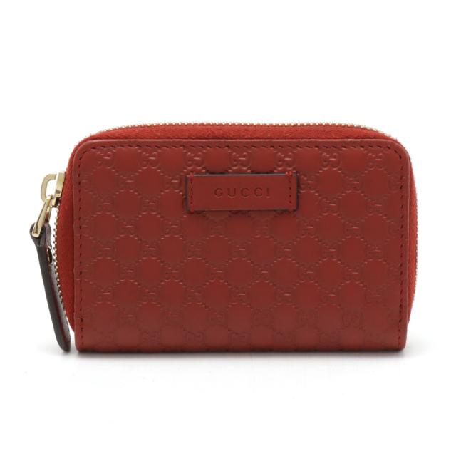 GUCCI グッチ マイクログッチシマ ラウンドファスナー ケース 小銭入れ パース レザー レッド 赤 ゴールド金具 アウトレット品 544249