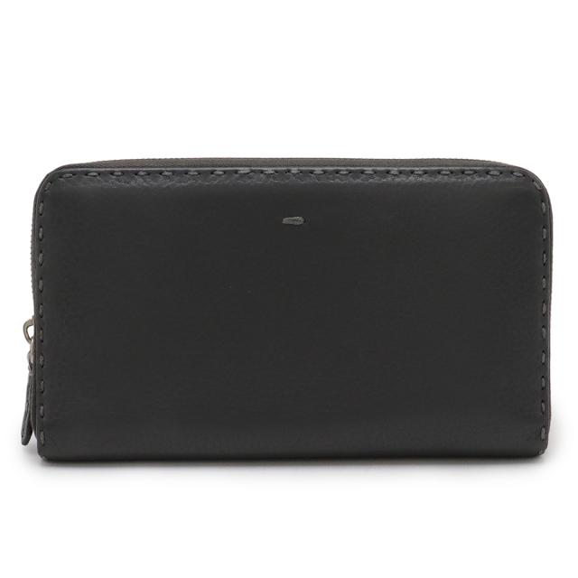 FENDI フェンディ セレリア ロングウォレット 長財布 ラウンドファスナー レザー グレー シルバー金具 7M0198