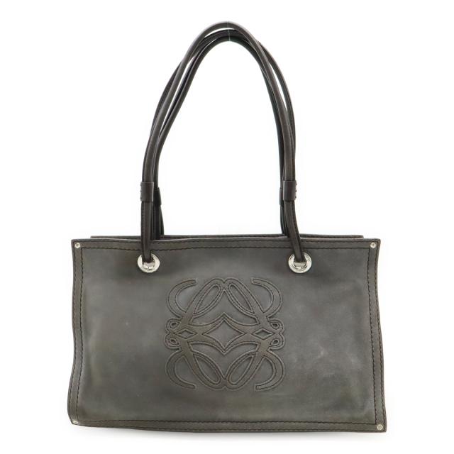 LOEWE ロエベ ロゴ アナグラム ショッパートート トートバッグ ハンドバッグ スエード レザー グレー カーキブラウン系