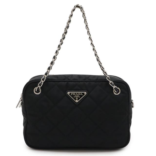 PRADA プラダ TESSUTO IMPUNTU キルティング ショルダーバッグ ナイロン レザー NERO ブラック 黒 国内アウトレット購入品 1BH910
