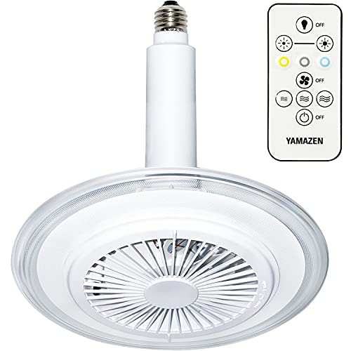 [山善] 導光板 FAN付き LEDミニライト 調色/調光タイプ 左右角度調節機能 白熱電球60W相当 E26ソケットタイプ 小型照明 810lm リモコン付き 省エネ 工事不要 DFLC-60VE