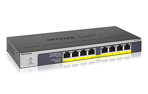 【正規品】 ネットギア NETGEAR スイッチングハブ 8ポート 1G PoE+ (123W) 金属筐体 静音ファンレス リミテッドライフタイムハードウェア保証 アンマネージスイッチ GS108PP-100AJS