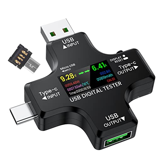 YOJOCK USB電圧電流チェッカー【2022最新改良版】Type-C テスター アップグレードカラーディスプレイ 電流/電圧/抵抗/温度 ...