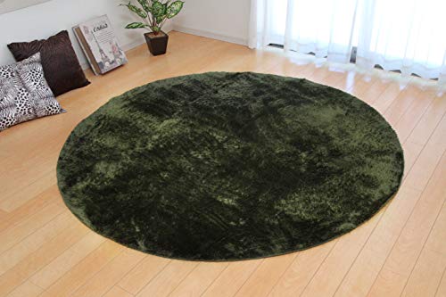 イケヒコ・コーポレーション ラグ カーペット 無地 シャギー調 選べるカラー 円形 ラルジュ グリーン 約185cm丸 ホットカーペット対応 #3958969