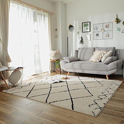グラムスタイル カーペット ラグ ラグマット 北欧 ベニワレン 3畳 190×240cm 抗ウイルス 抗菌 防臭 ホットカーペット対応 日本製 アイボリー