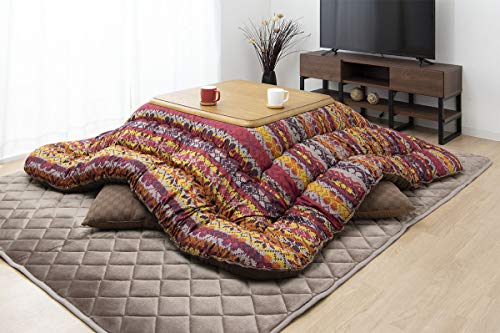 イケヒコ こたつ掛けふとん 長方形 ハノール 約205×245?p オレンジ ニット風 日本製 #6025839