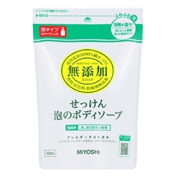 無添加せっけん　泡のボディソープ　つめかえ用　４５０ｍｌ×12パック