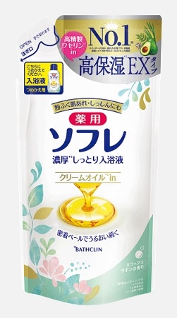 バスクリン 薬用ソフレ　濃厚しっとり入浴液　リラックスサボン　つめかえ用　４００ｍｌ×12パック
